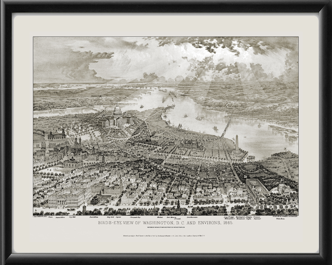 Washington DC 1865 Restored Map | Vintage City Maps