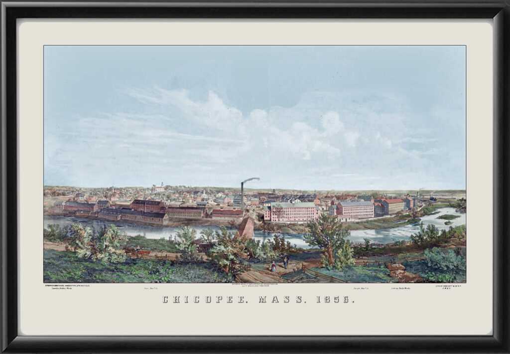 Chicopee MA 1856 Restored Map | Vintage City Maps