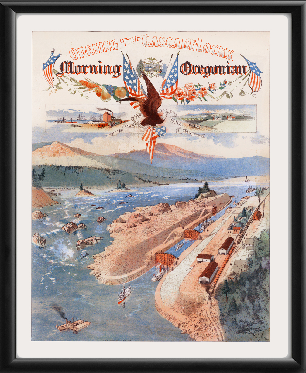Cascade Locks OR 1896 Restored Map | Vintage City Maps