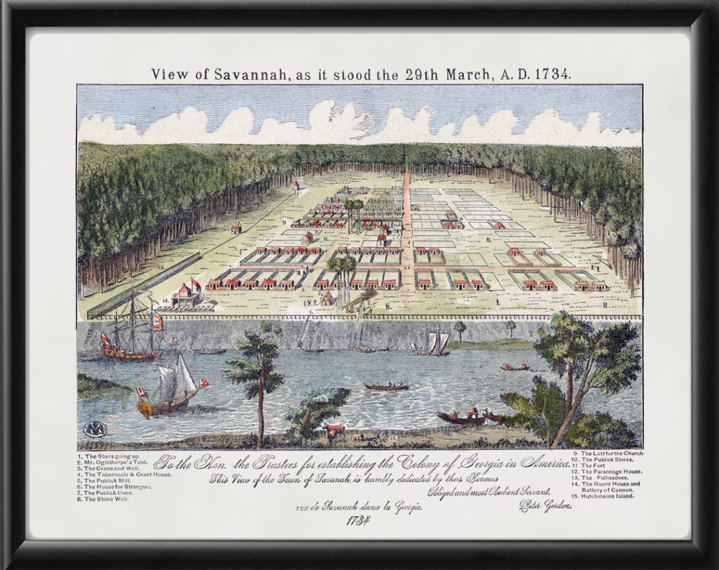 Savannah GA 1734 Restored Map | Vintage City Maps