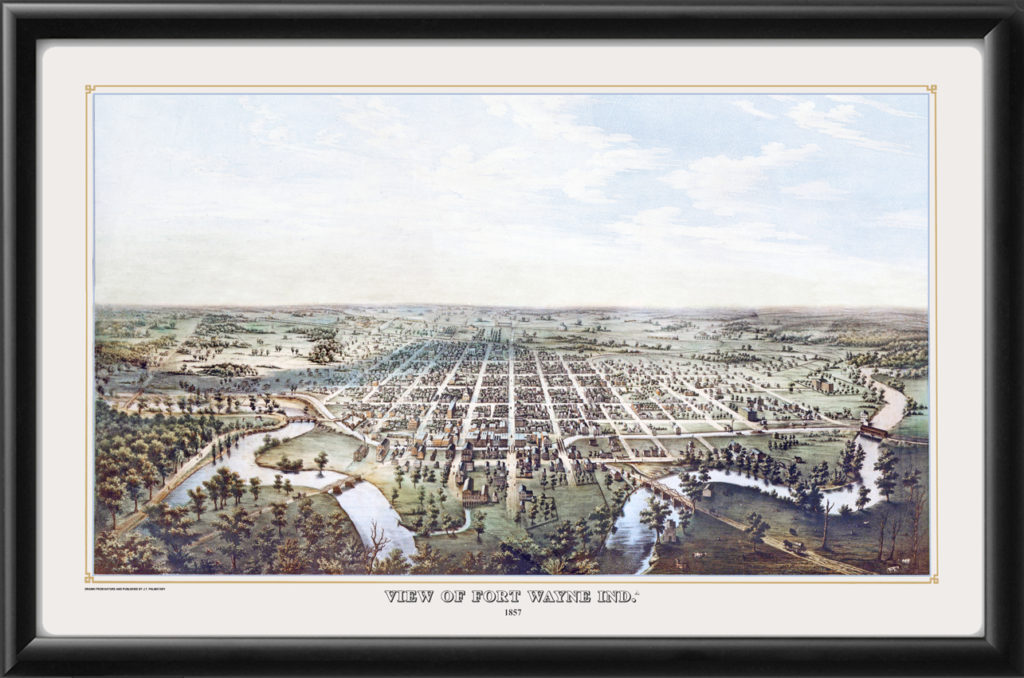 Fort Wayne IN 1857 Restored Map | Vintage City Maps