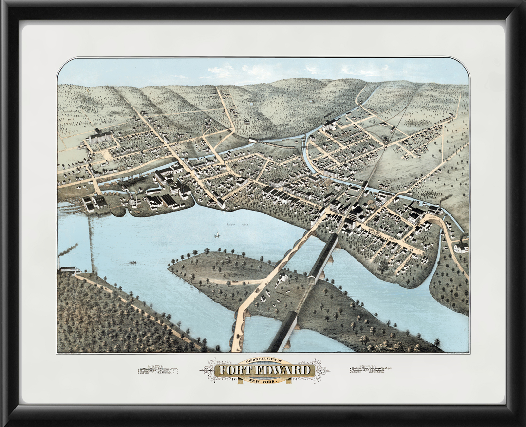 Fort Edward NY 1875 Restored Map | Vintage City Maps