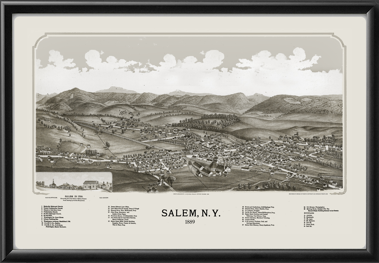 Salem NY 1889 | Vintage City Maps - Restored Bird's Eye View Maps
