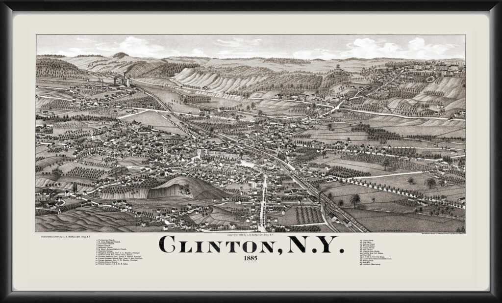 Clinton NY 1885 | Vintage City Maps - Restored Bird's Eye Views