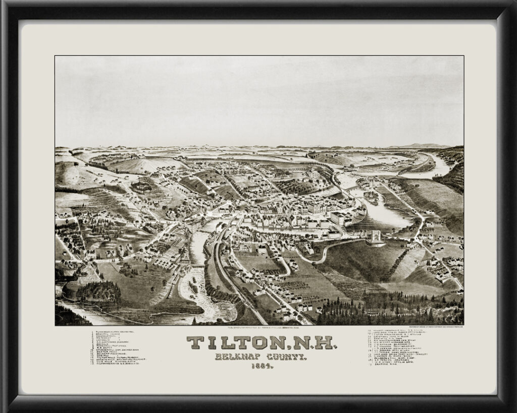 Tilton NH 1884 Restored Map | Vintage City Maps