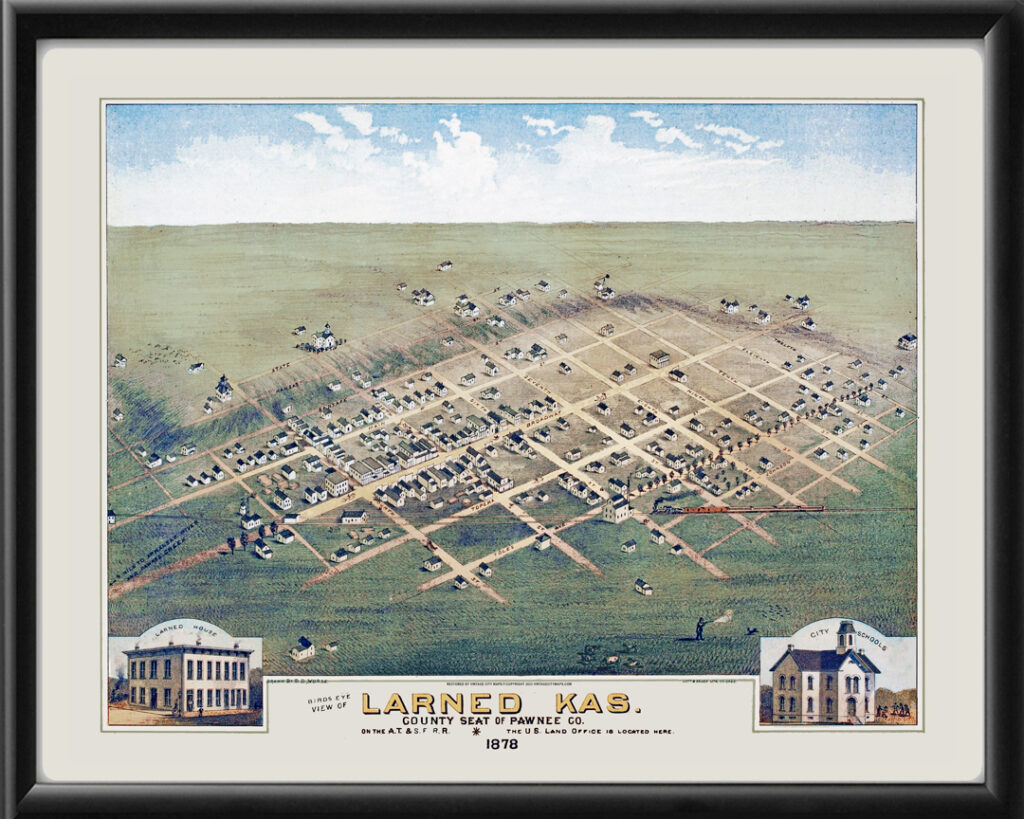 Larned KS 1878 Restored Map | Vintage City Maps