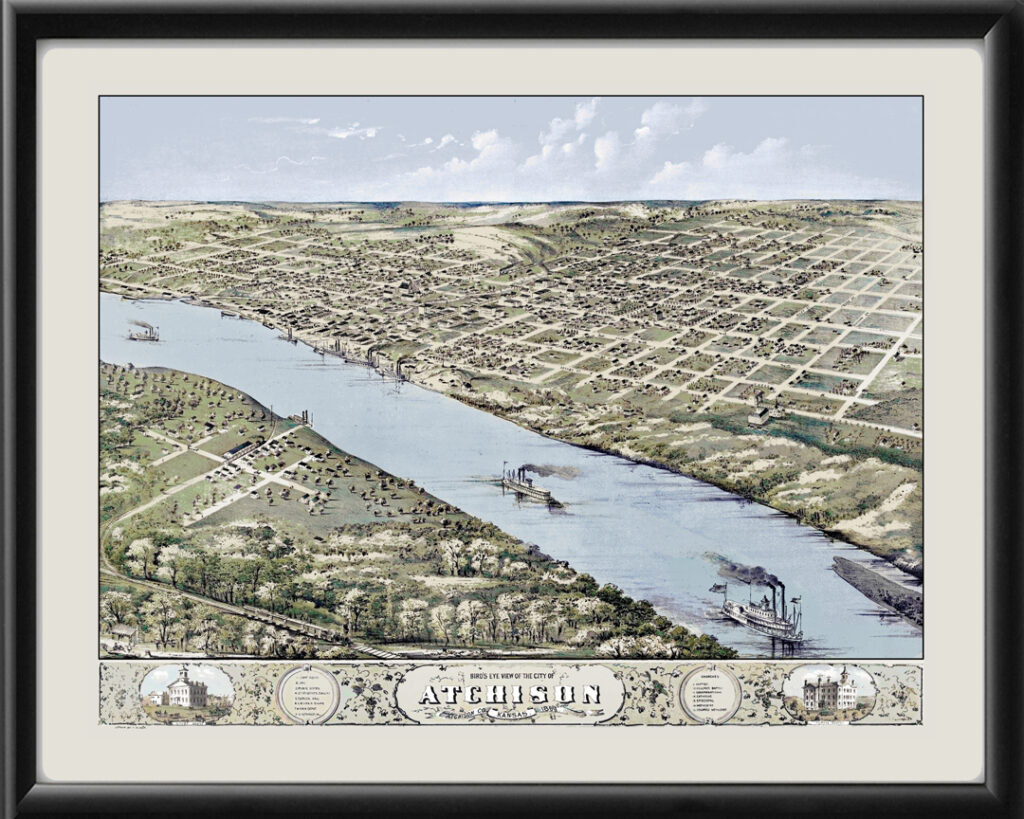 Atchison KS 1869 Restored Map | Vintage City Maps