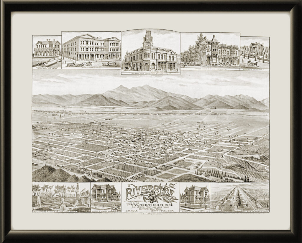 Riverside CA 1887 | Vintage City Maps - Restored Bird's Eye Views