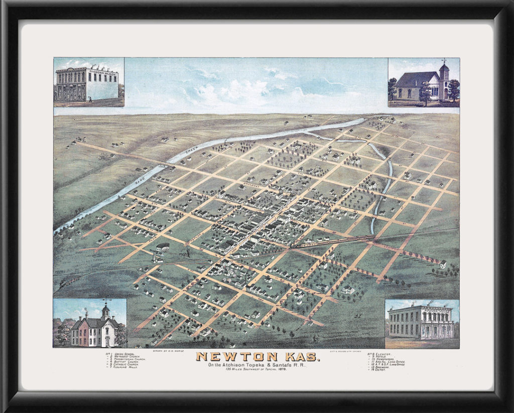 Newton KS 1878 Restored Map | Vintage City Maps