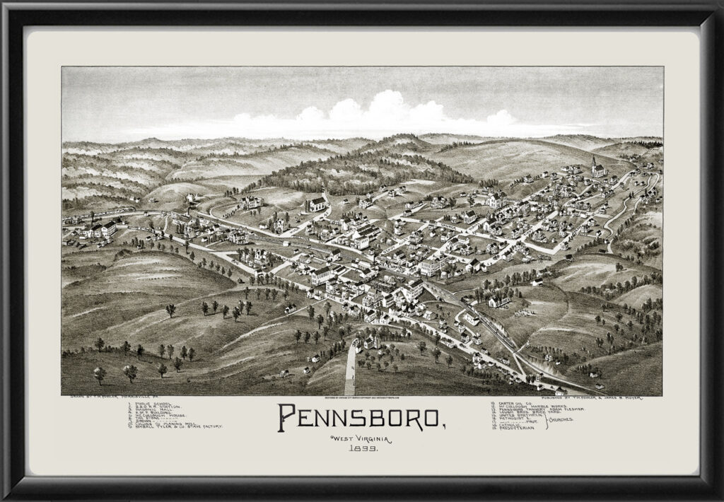 Pennsboro WV 1899 Restored Map | Vintage City Maps
