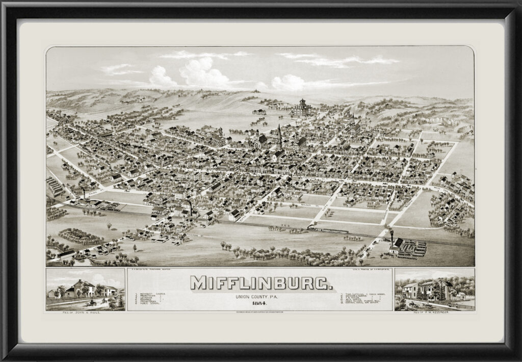 Mifflinburg PA 1884 Restored Map | Vintage City Maps