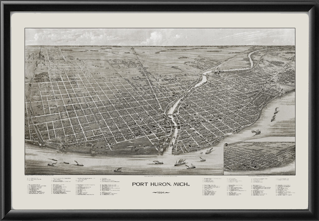 Port Huron MI 1894 | Vintage City Maps - Restored Bird's Eye Views