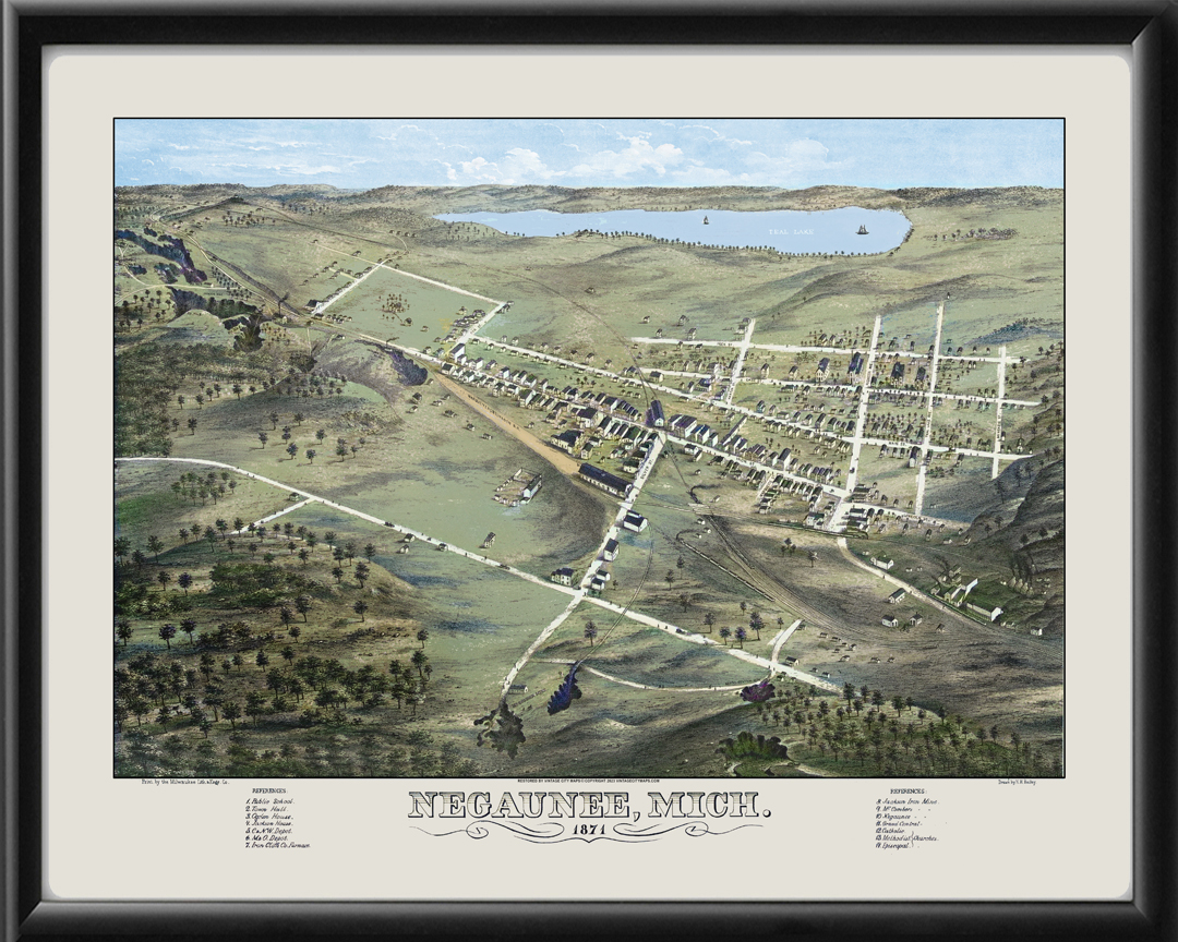 Negaunee MI 1871 Restored Map | Vintage City Maps