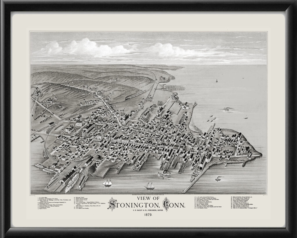 Stonington CT 1879 Restored Map | Vintage City Maps