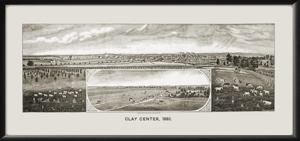 Clay Center KS 1880 Restored Map | Vintage City Maps