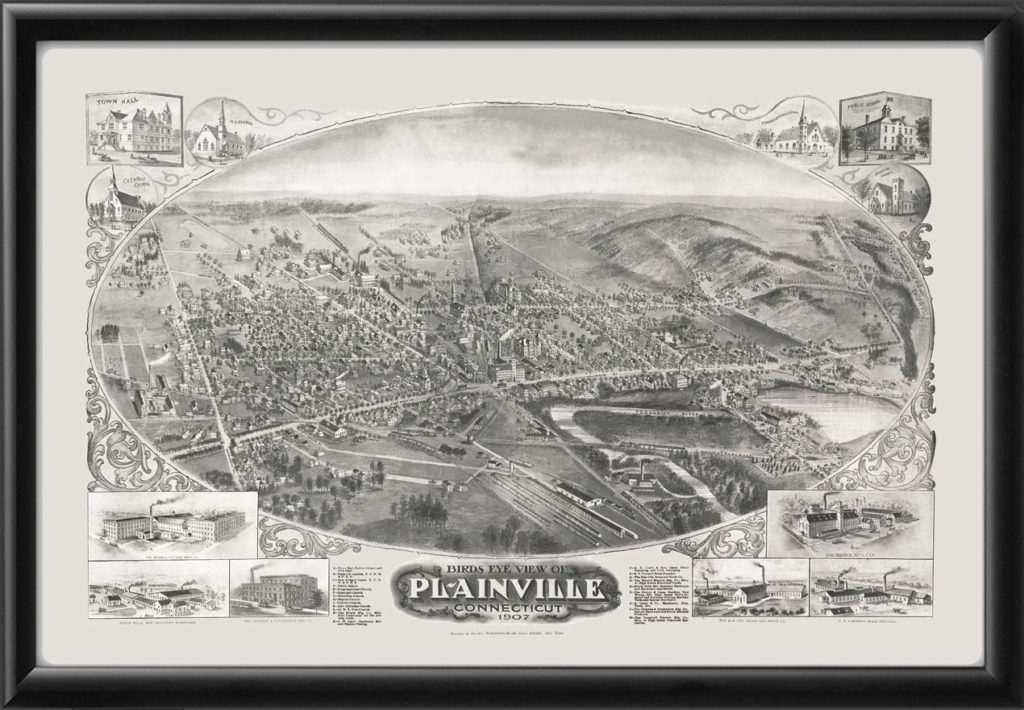 Plainville CT 1907 Restored Map | Vintage City Maps