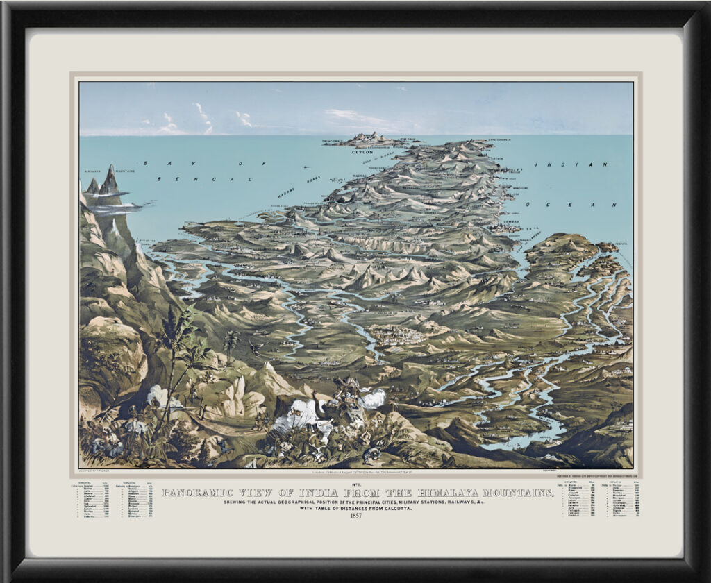 India View From the Himalaya Mountains 1857 - Restored Map | Vintage ...