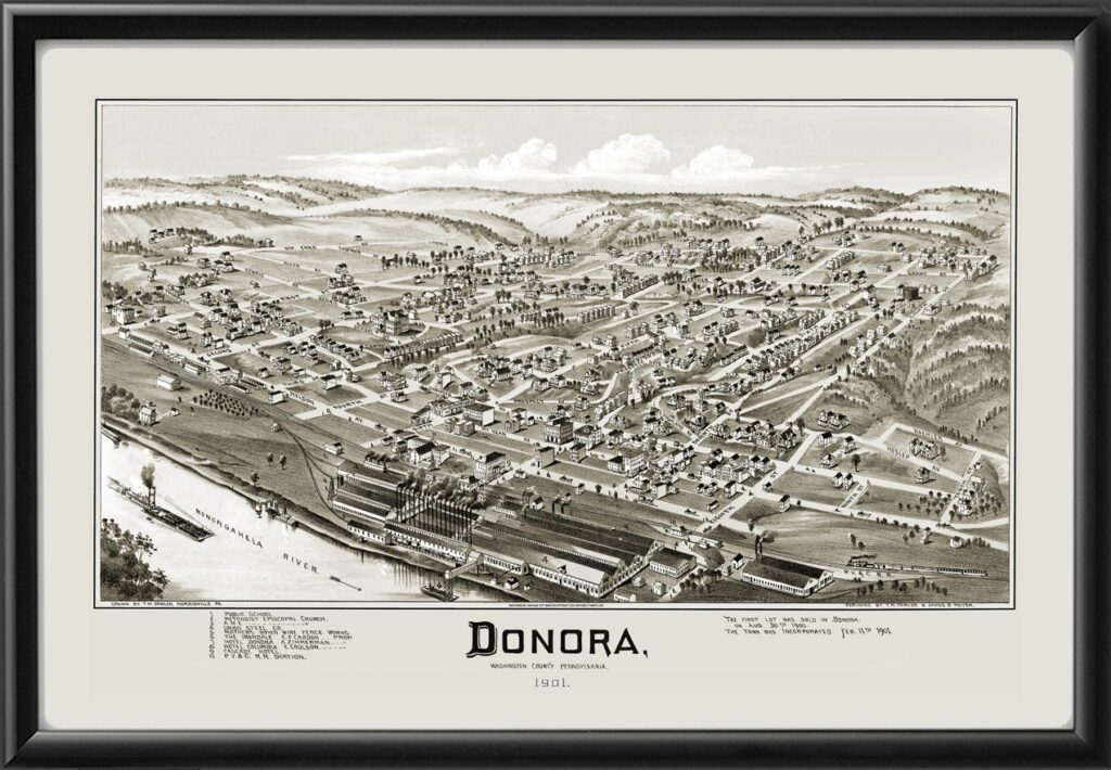 Donora PA 1901 Restored Map | Vintage City Maps