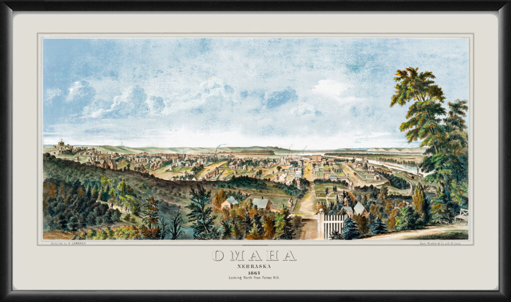 Omaha NE 1867 (Color) Restored Map | Vintage City Maps