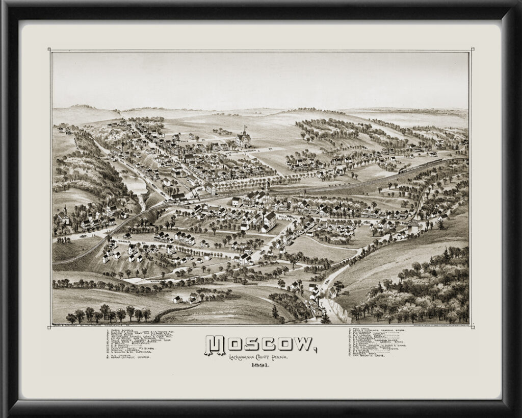 Moscow PA 1891 Restored Map | Vintage City Maps