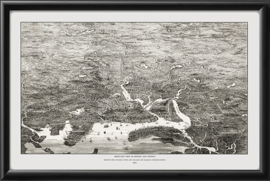 Boston MA 1870 Restored Map | Vintage City Maps