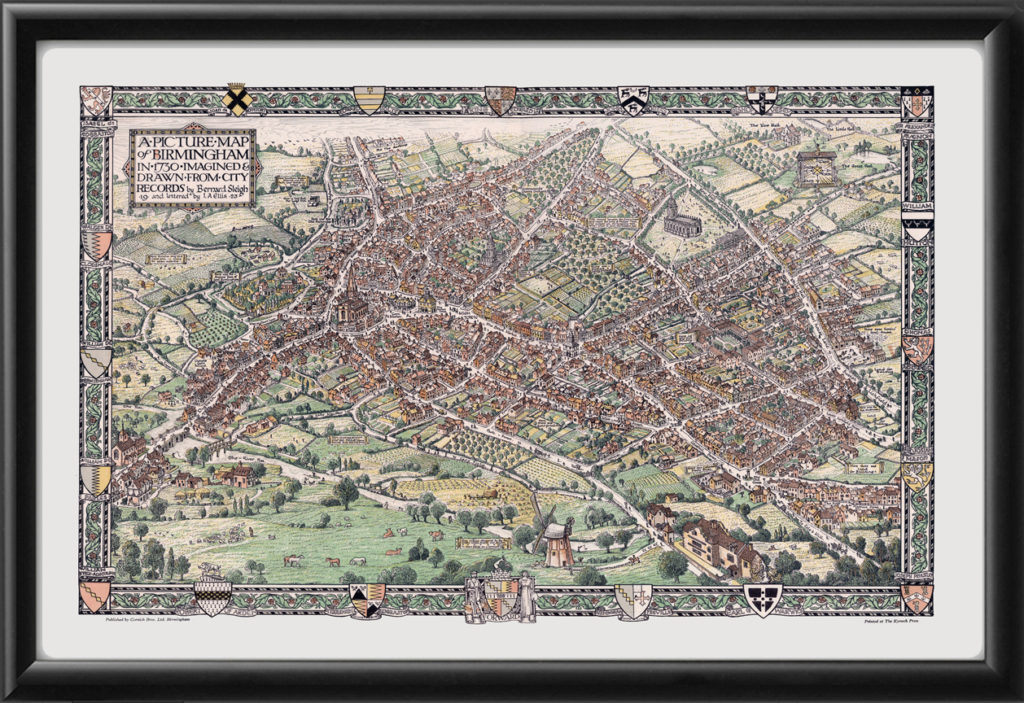 Birmingham England 1730 Restored Map | Vintage City Maps