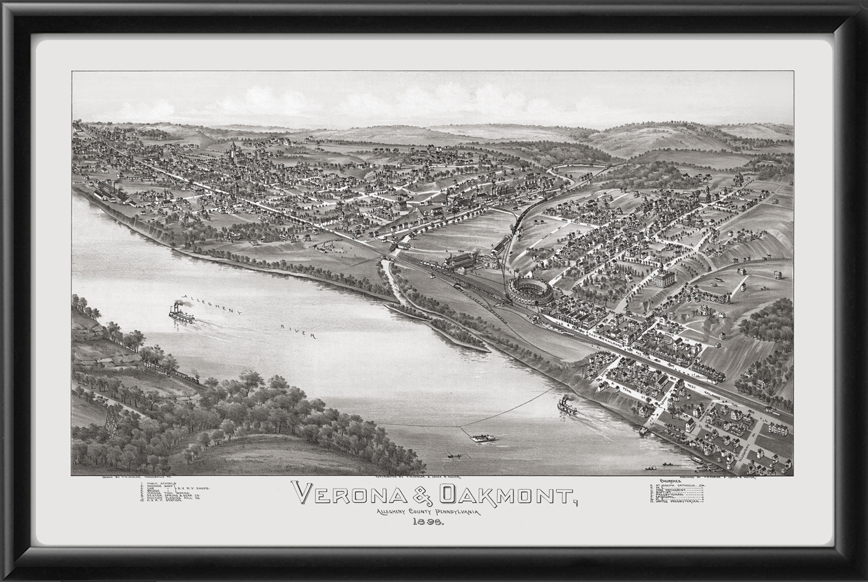 Oakmont & Verona PA 1896 Restored Map | Vintage City Maps