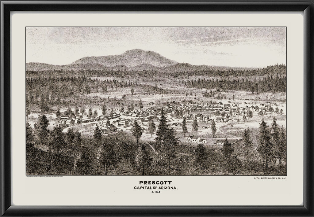Prescott AZ 1864 Restored Map | Vintage City Maps