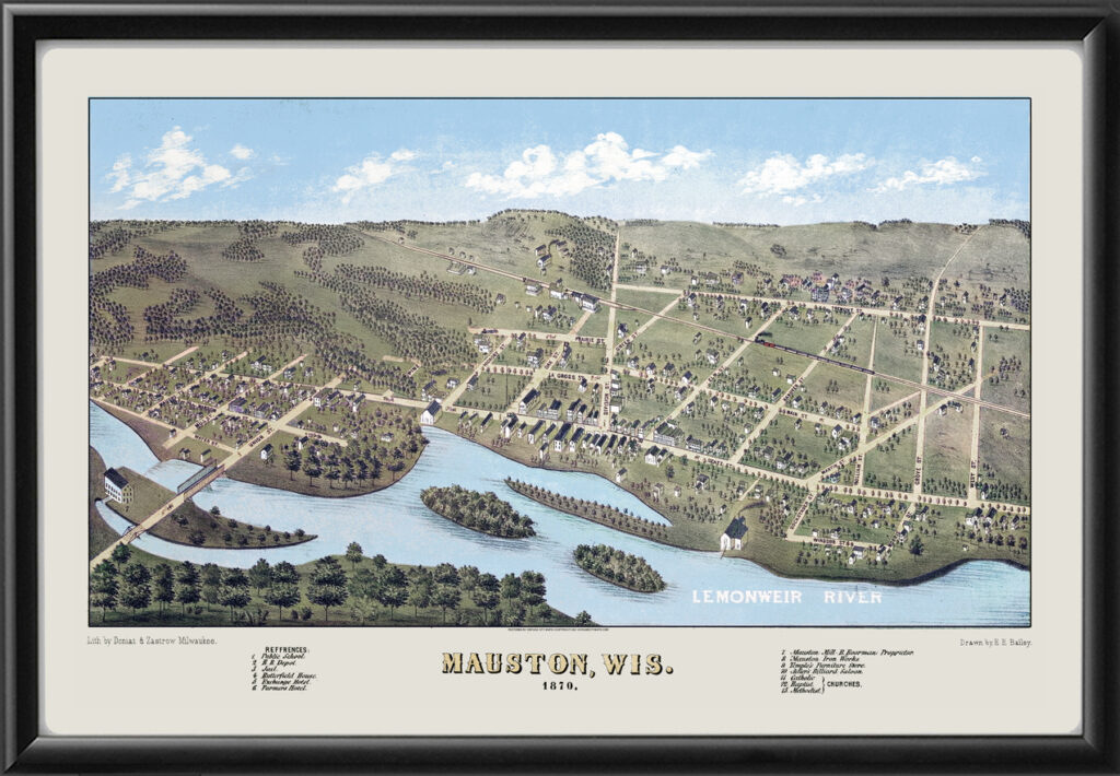 Mauston WI 1870 Restored Map | Vintage City Maps