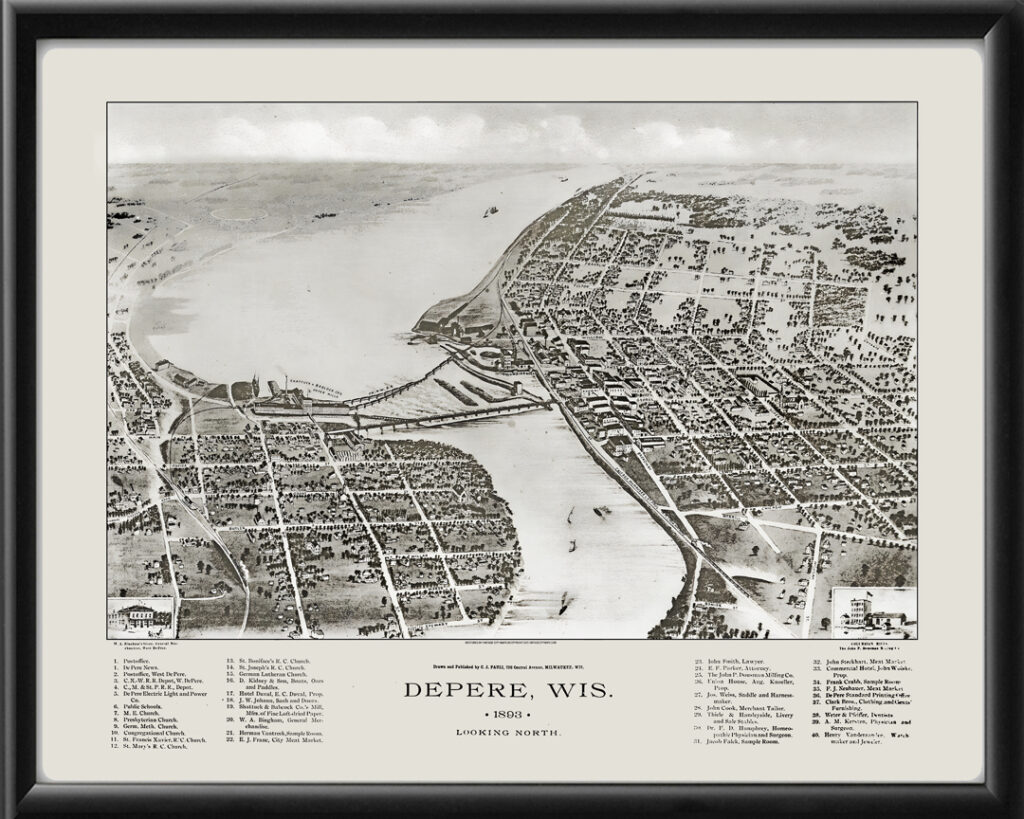 De Pere WI 1893 Restored Map | Vintage City Maps