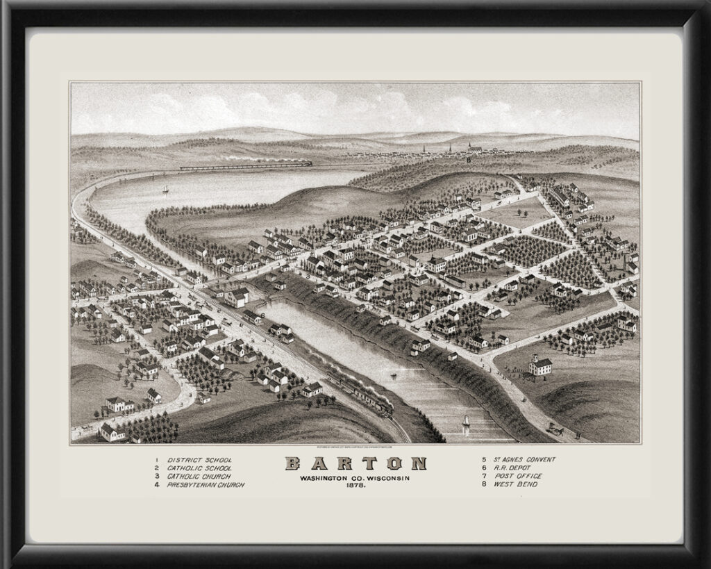 Barton WI 1878 Restored Map | Vintage City Maps