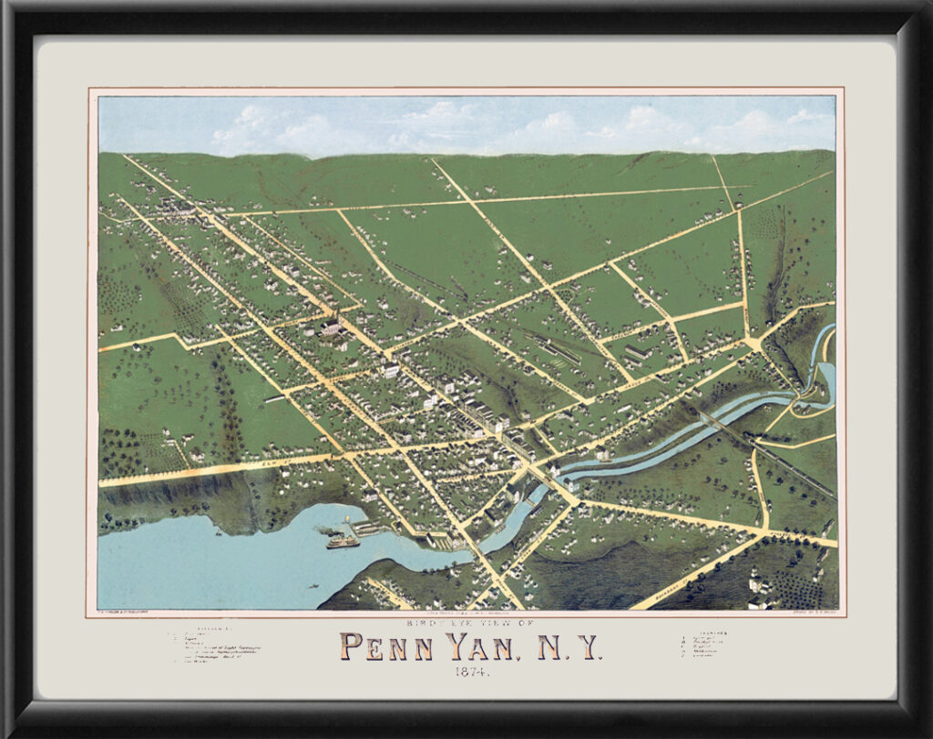 Penn Yan NY 1874 Restored Map | Vintage City Maps