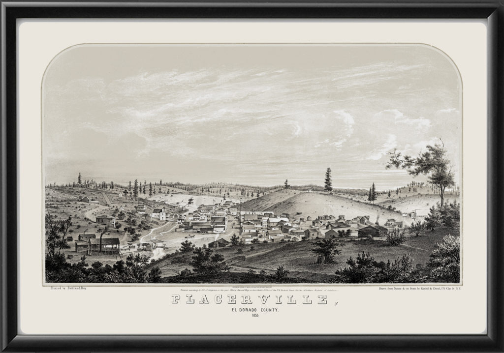 Placerville CA 1856 Restored Map | Vintage City Maps