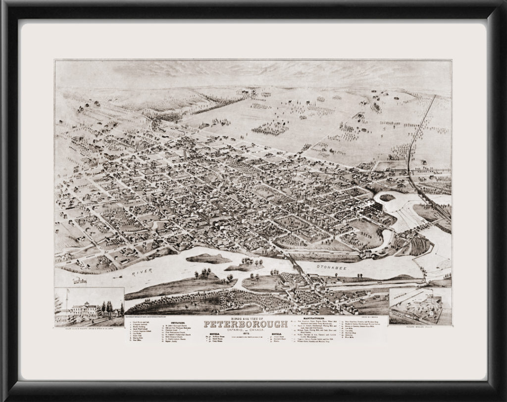 Peterborough Canada 1875 Restored Map | Vintage City Maps