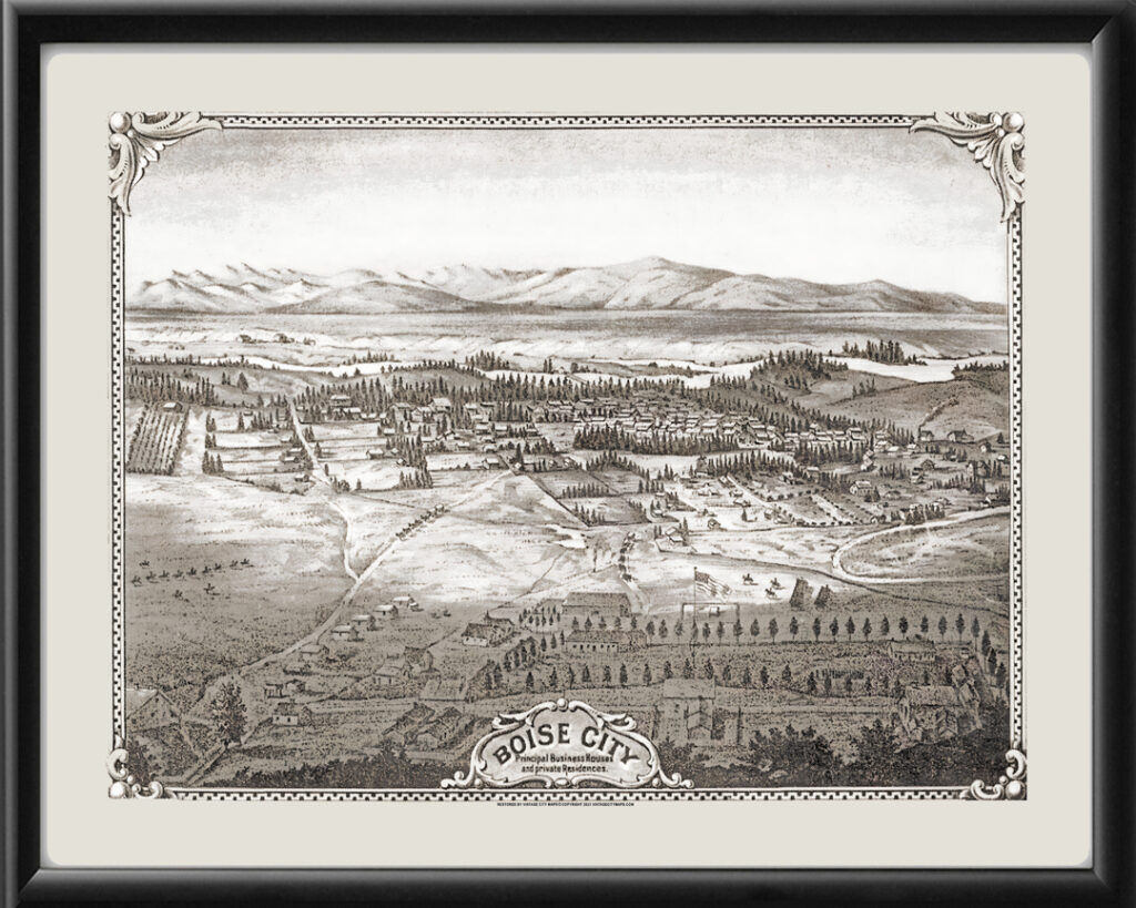 Boise Idaho 1890 Restored Map | Vintage City Maps