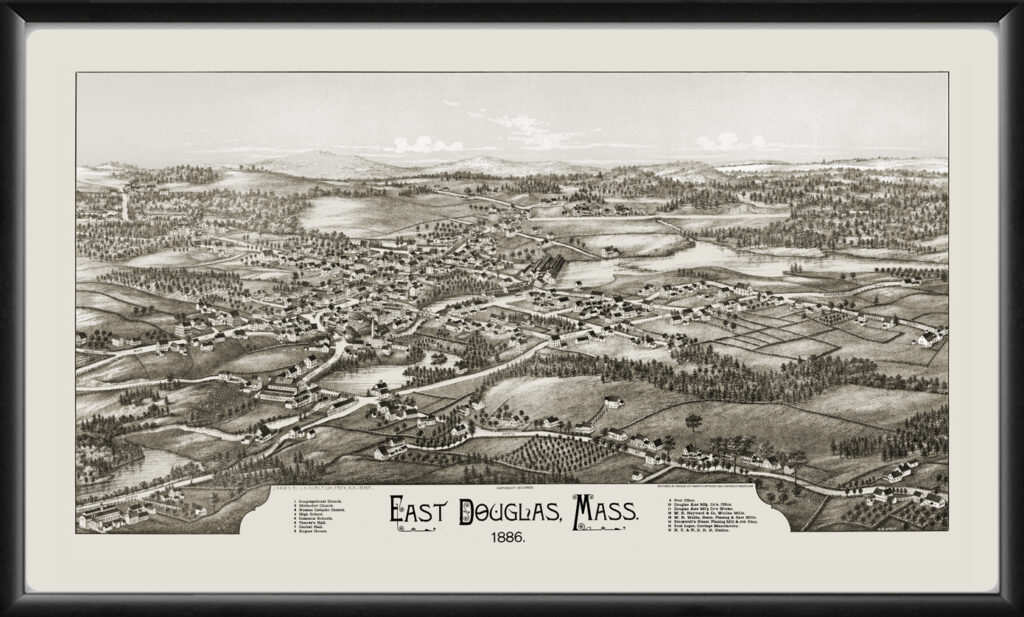 East Douglas MA 1886 Restored Map | Vintage City Maps