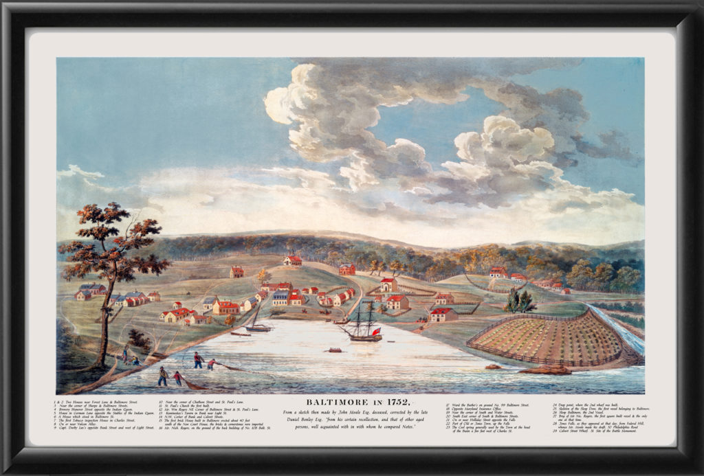 Baltimore MD 1752 Restored Map | Vintage City Maps