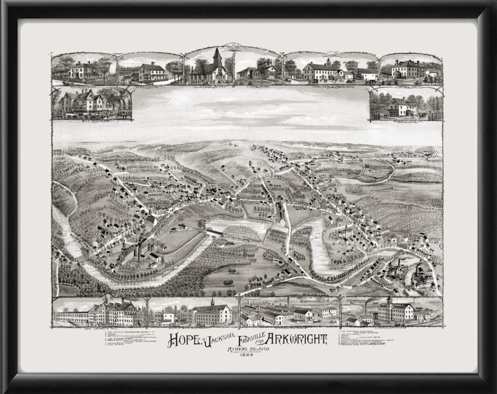 Hope, Jackson, Fiskeville and Arkwright RI 1889 - Restored Map