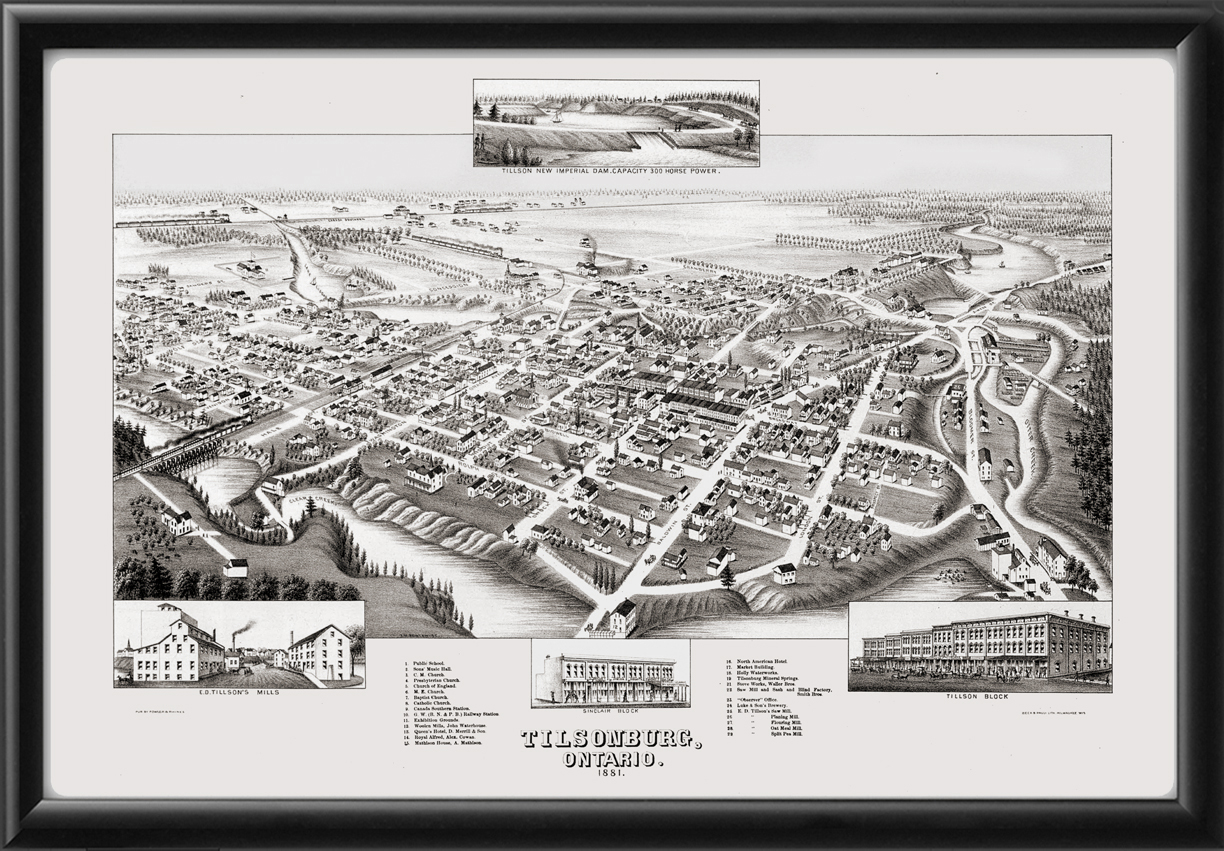 Tillsonburg Ontario Canada 1881 Restored Map | Vintage City Maps