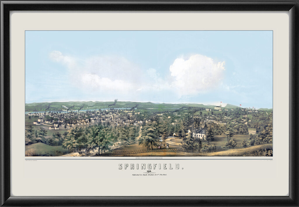 Springfield MA 1850 Restored Map | Vintage City Maps