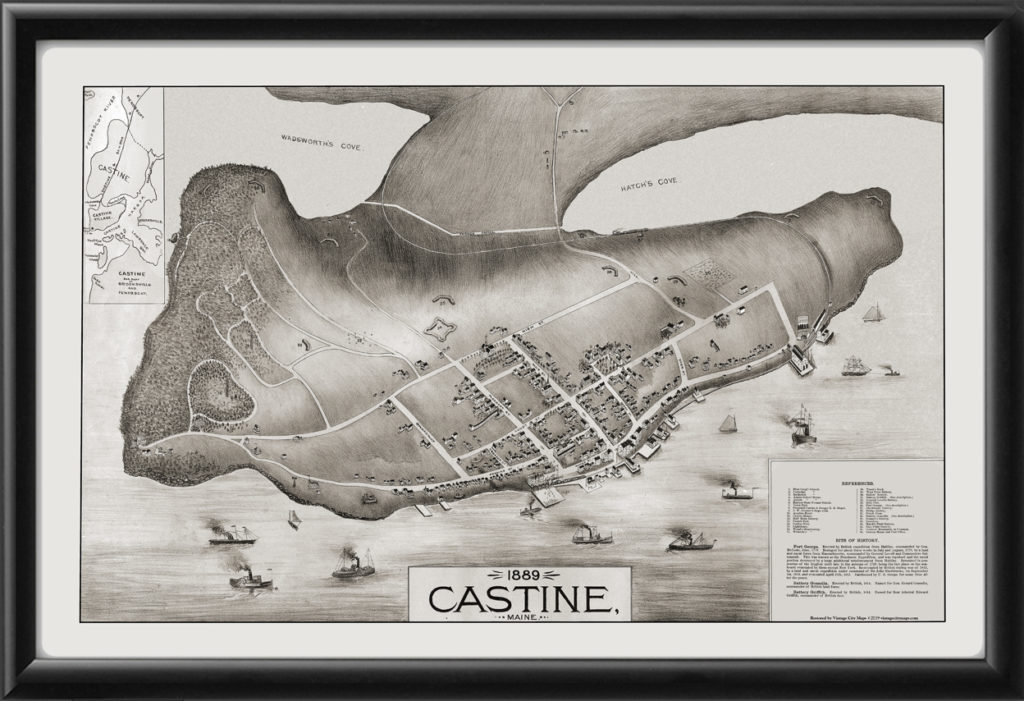 Castine ME 1889 Restored Map | Vintage City Maps