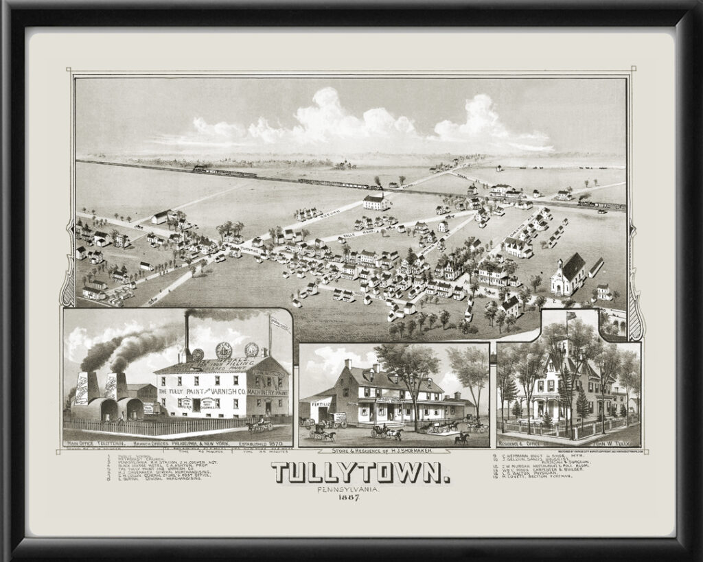 Tullytown PA 1887 Restored Map | Vintage City Maps