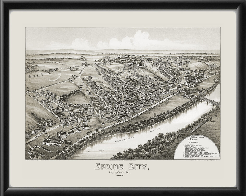 Spring City PA 1893 Restored Map | Vintage City Maps