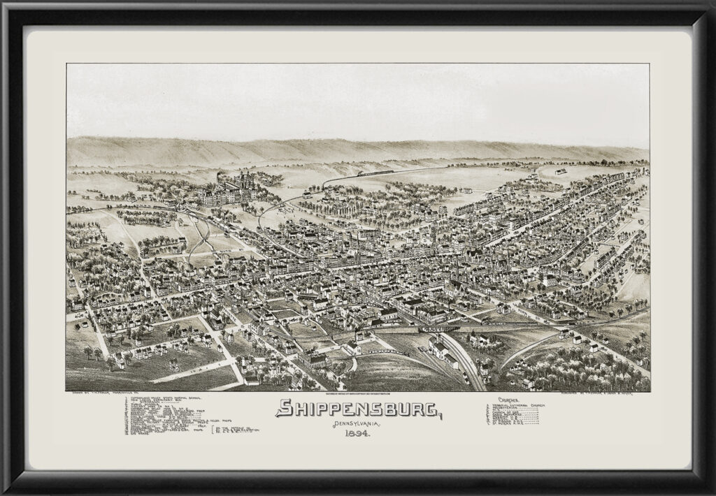 Shippensburg PA 1894 Restored Map | Vintage City Maps
