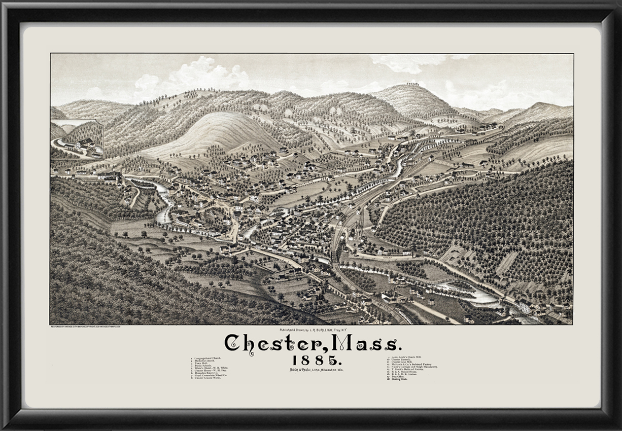 Chester MA 1885 Restored Map | Vintage City Maps