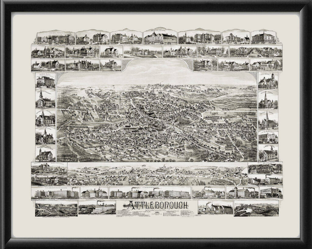 Attleboro MA 1891 - Restored Map | Vintage City Maps