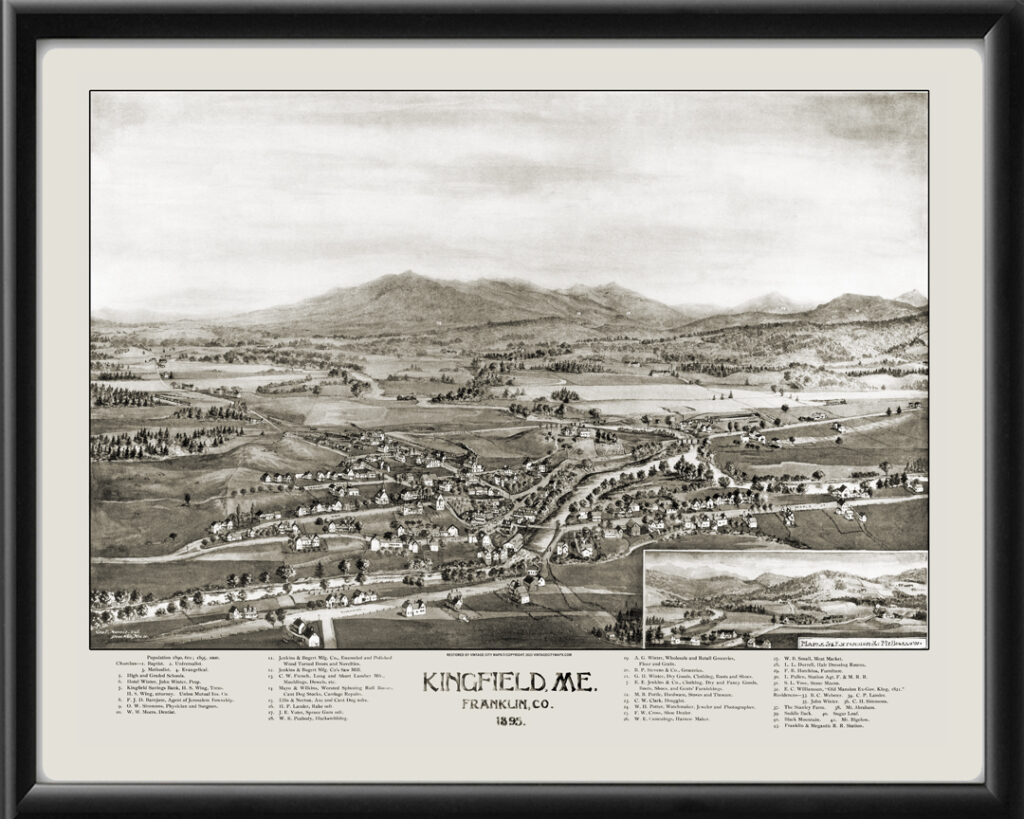 Kingfield ME 1895 Restored Map | Vintage City Maps
