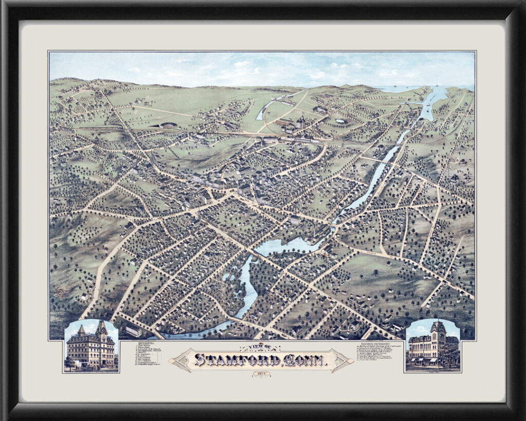 Stamford CT 1875 Restored Map | Vintage City Maps