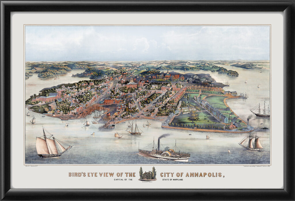 Annapolis MD 1865 | Vintage City Maps - Restored Bird's Eye Views