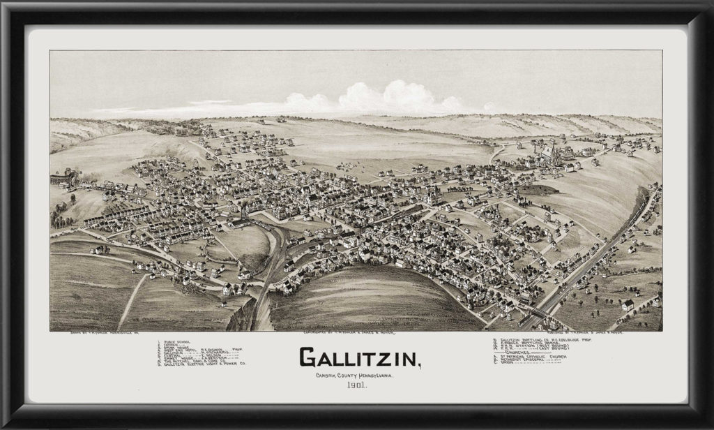 Gallitzin PA 1901 Restored Map | Vintage City Maps